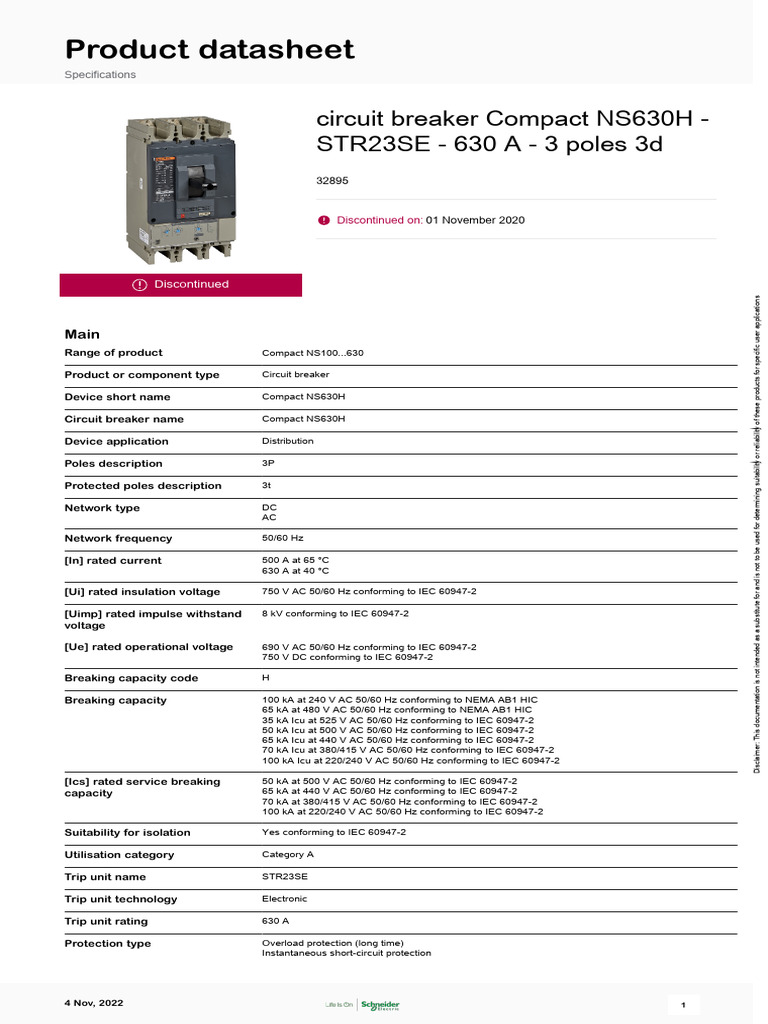 Compact NS - 630A - 32895 | PDF | Alternating Current | Electrical Network