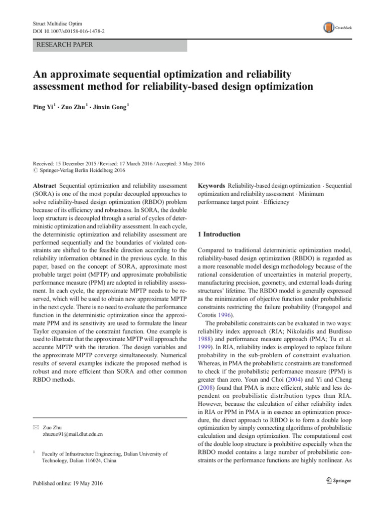 (2016) An Approximate Sequential Optimization and Reliability Assessment Method For Reliability ...