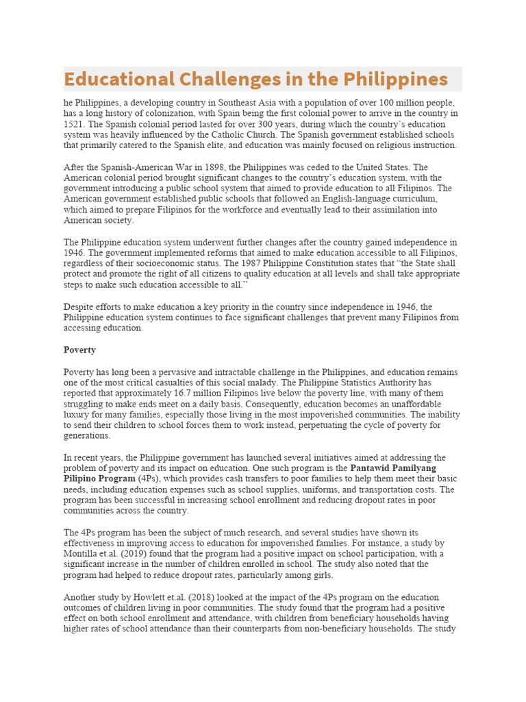 Educational Challenges in The Philippines | PDF | Poverty Reduction | Poverty