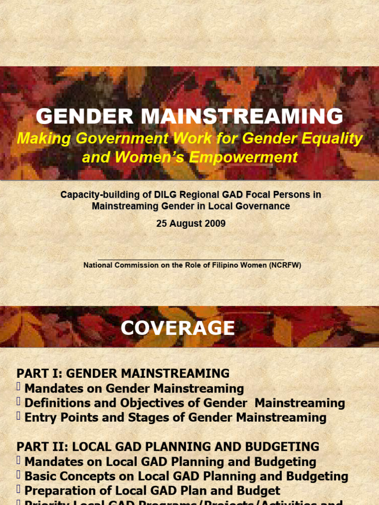 GM For Dilg 112608 | PDF | Gender Mainstreaming | Policy