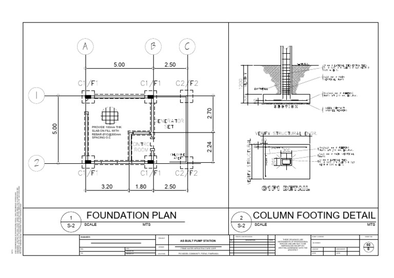 Foundation Plan Column Footing Detail | PDF