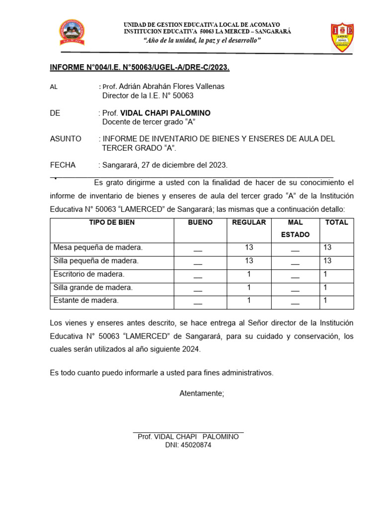 INFORME DE INVENTARIO | PDF