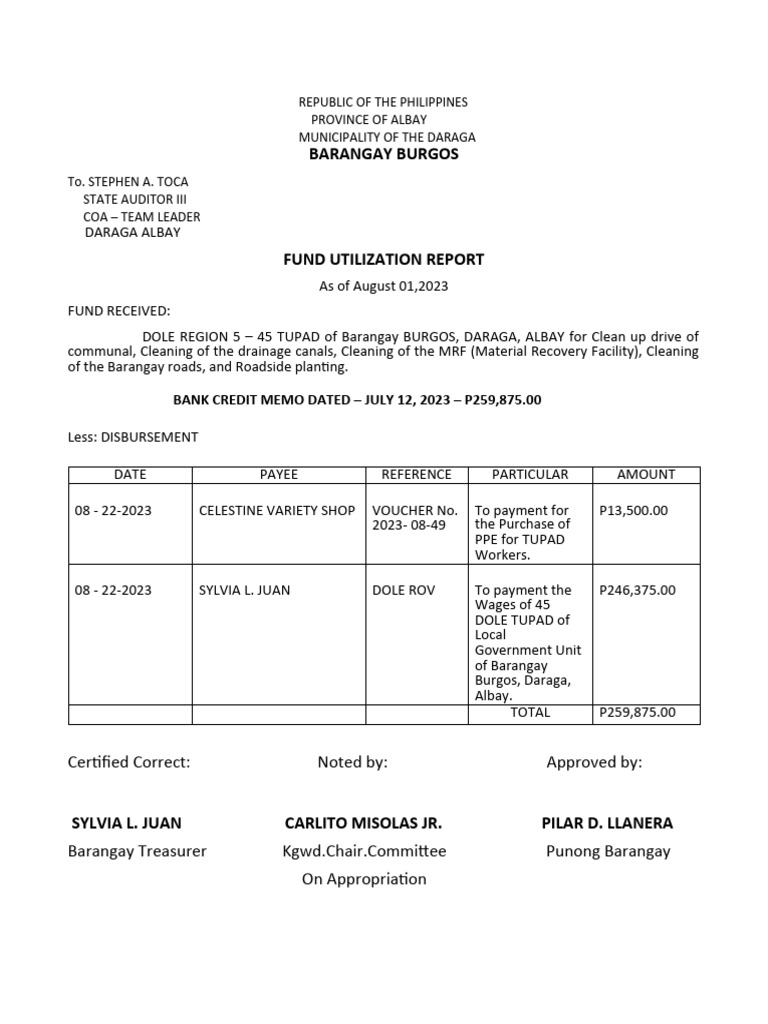 Fund Utilization Report | PDF