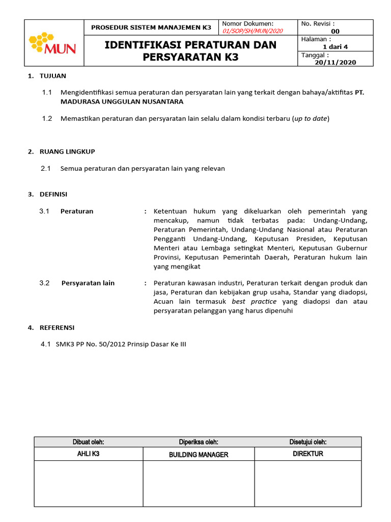 2.1 SOP Identifikasi Peraturan K3 | PDF 2.1 SOP Identifikasi Peraturan K3 | PDF
