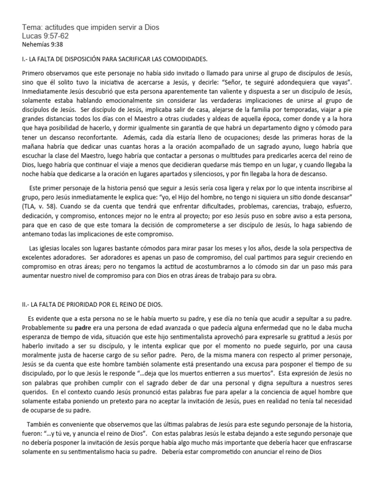 Actitudes Que Impiden Comprometerse Con Dios | PDF | Jesús | Dios