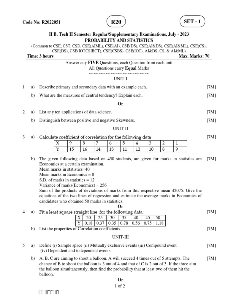 Probability and Statistics July 2023 | PDF | Standard Deviation | Statistical Significance