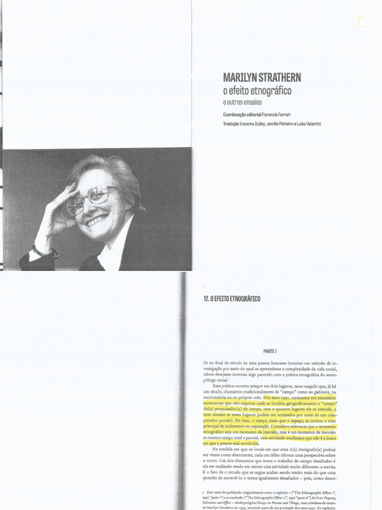 STRATHERN Marilyn O Efeito Etnografico e Outros Ensaios P | PDF