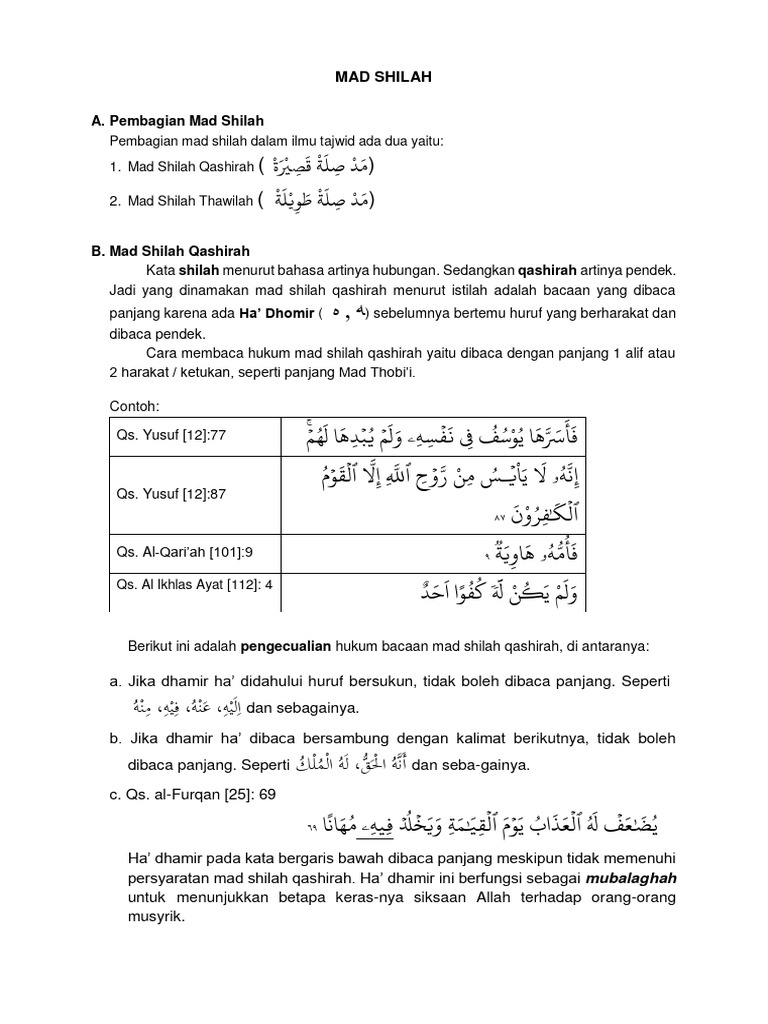 Pengertian dan Contoh Mad Shilah | PDF