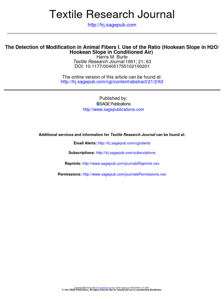 Textile Research Journal | PDF | Textiles | Wool