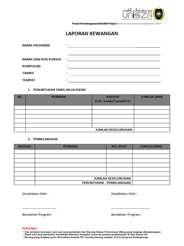 Template Laporan Kewangan | PDF