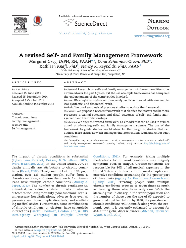 Revised Family Management Framework | PDF | Chronic Condition ...