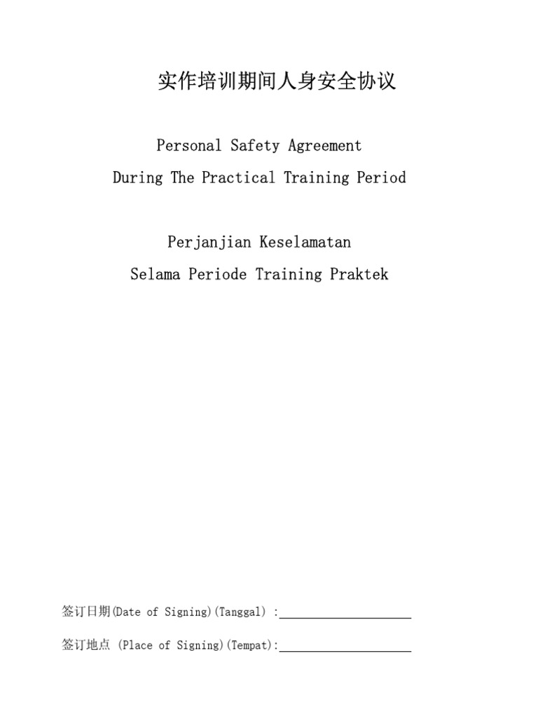 Personal Safety Agreement | PDF