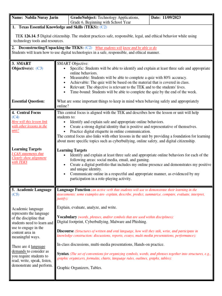 Edtpa Lesson Plan Guide LPG - NNJ | PDF | Learning | Computer Programming