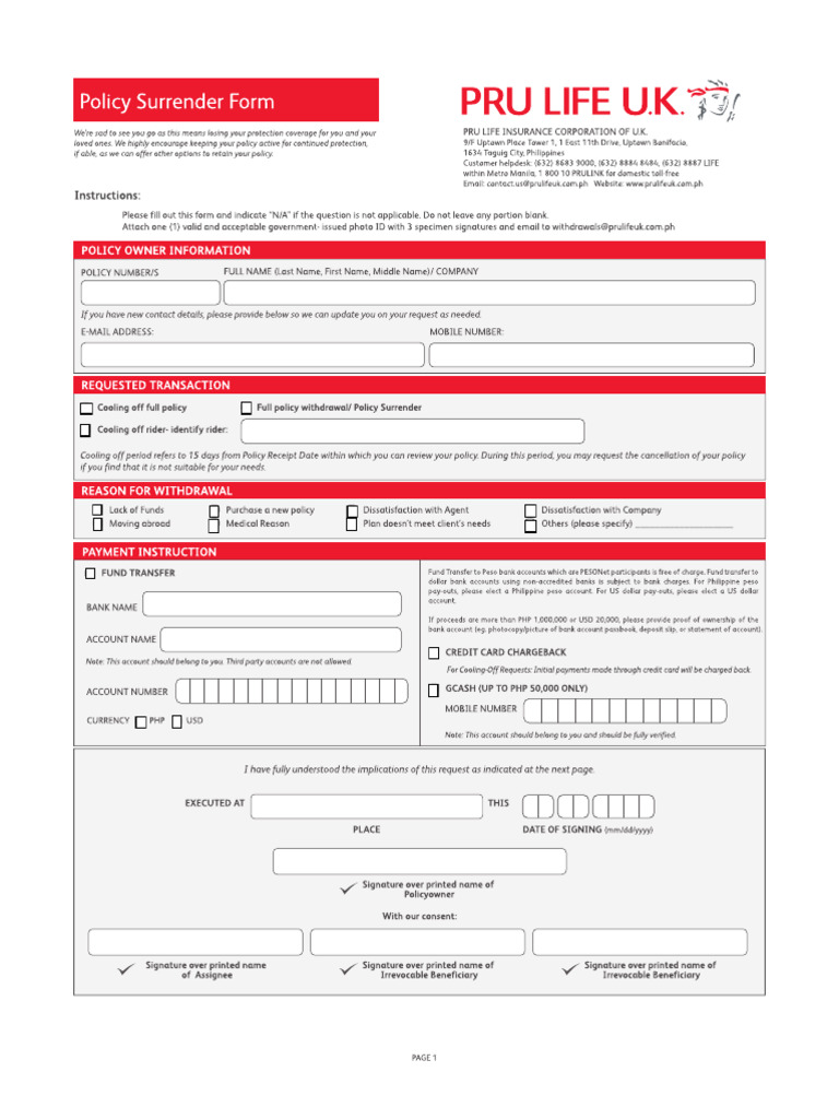 02 Policy Surrender Form | PDF