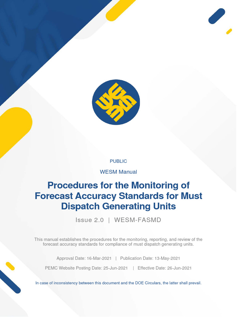 WESM-FASMD-2.0 26 Jun 2021 (EWDO) 1 | PDF | Forecasting | Accuracy And ...