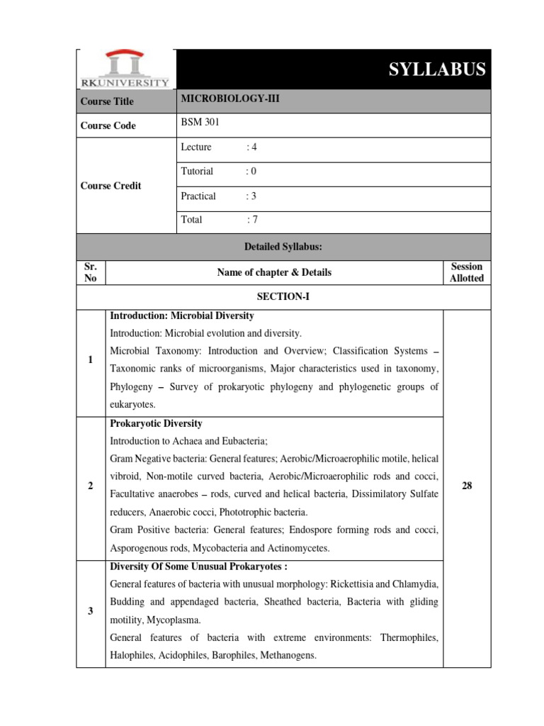 Microbiology III Course Syllabus | PDF | Bacteria | Bacteriophage