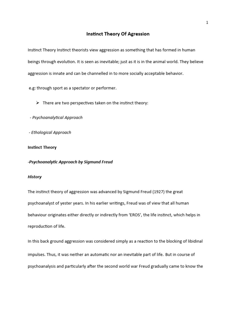 Freud's Instinct Theory of Aggression | PDF | Science & Mathematics