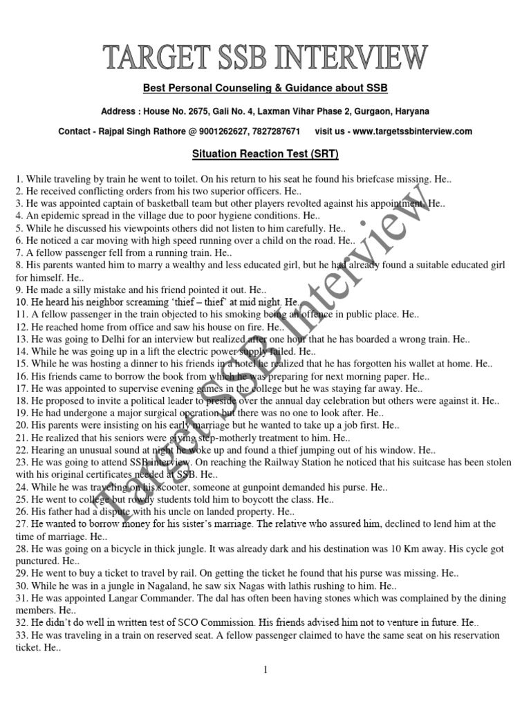 SRT Practice Set | PDF