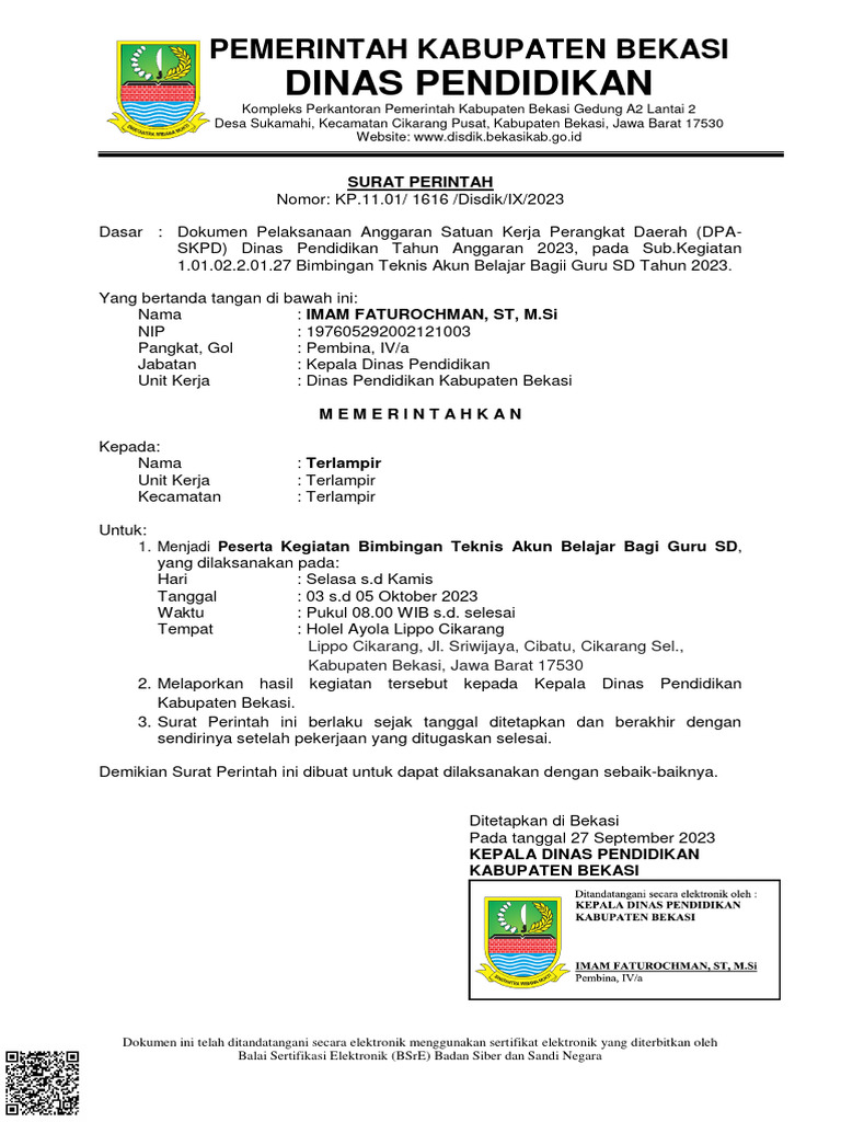 SP Peserta Bimtek Akun Belajar | PDF