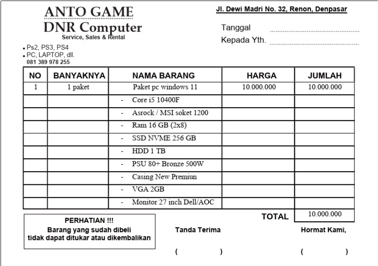 Contoh Membuat Nota | PDF