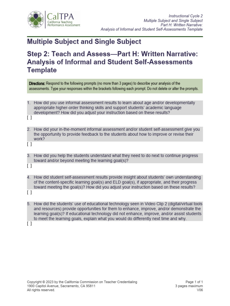 CalTPA C2 S2 H AnalysisOfAssessments | PDF | Career & Growth