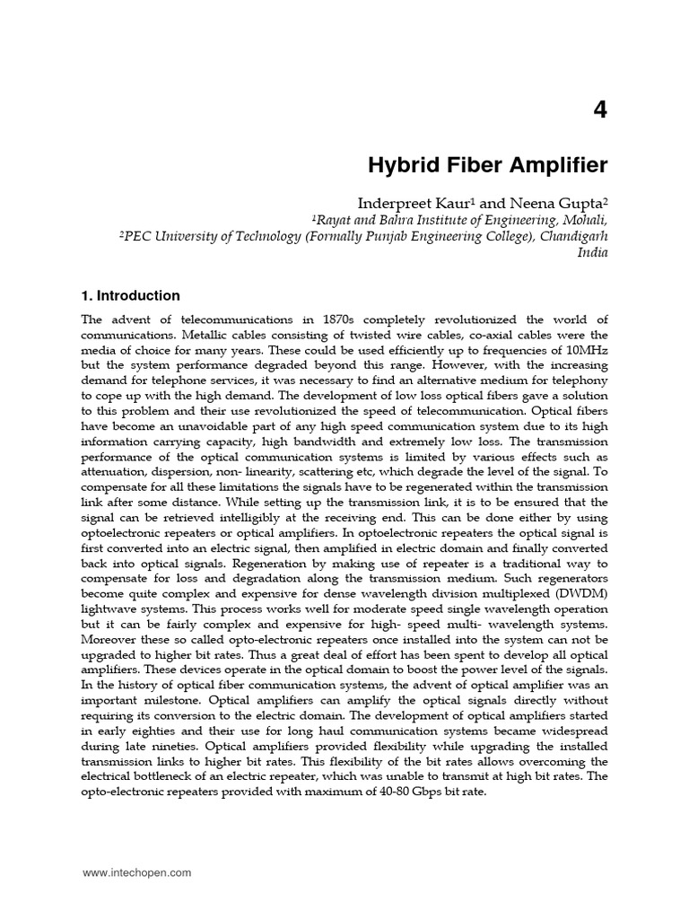 InTech-Hybrid Fiber Amplifier | Download Free PDF | Wavelength Division ...