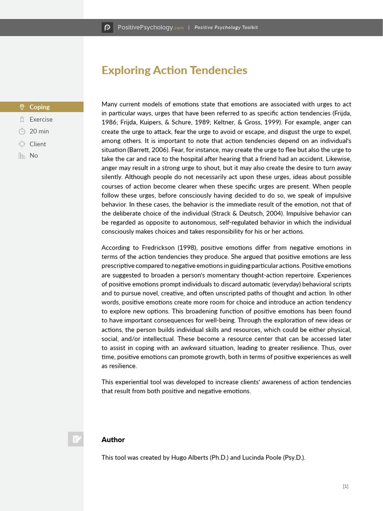 Exploring Action Tendencies | PDF | Emotions | Feeling