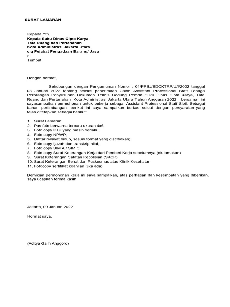 Form Lamaran & DRH SDCKTRP Ju | PDF