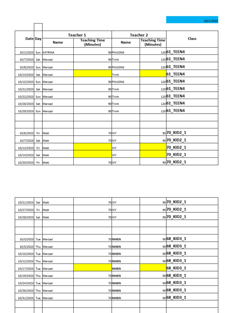 Timesheet Tháng 10-2023 | PDF | Direct To Video Film Series | Vietnam