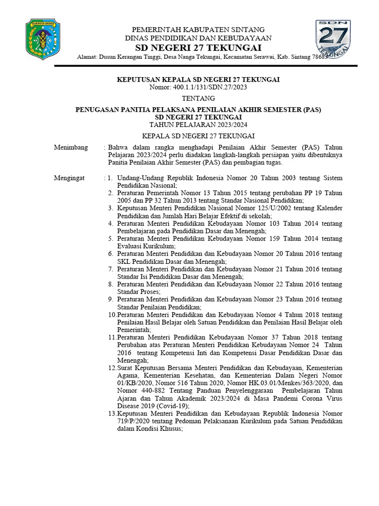 SK Panitia PAS 2020 - 2021 | PDF