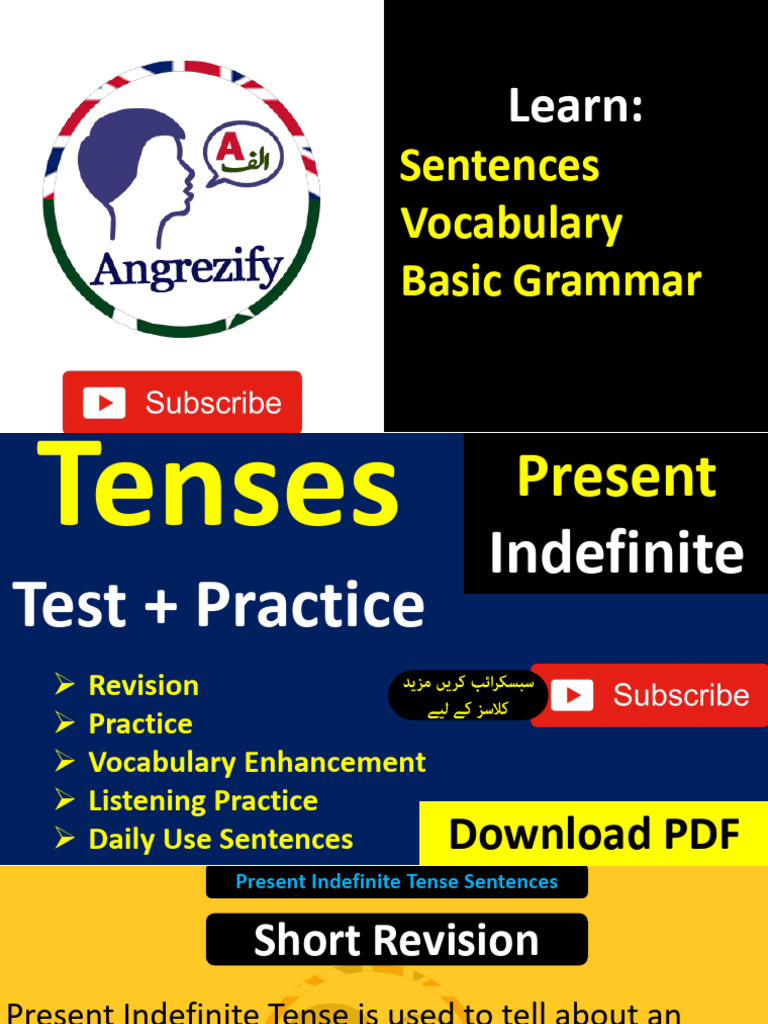 Present Indefinite Tense Overview | PDF | Grammatical Tense | Semantic ...