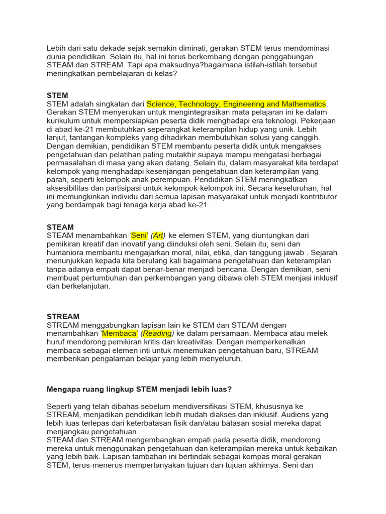 Apa Itu Stem, Steam, Stream | PDF