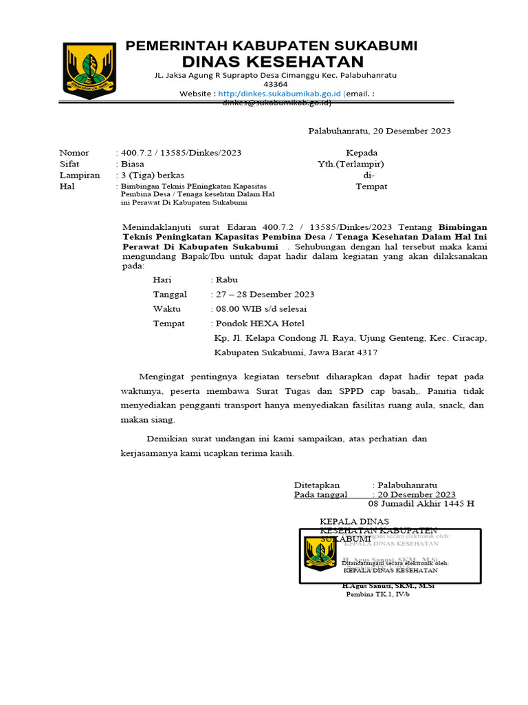 Surat Undangan BIMTEK Edit | PDF