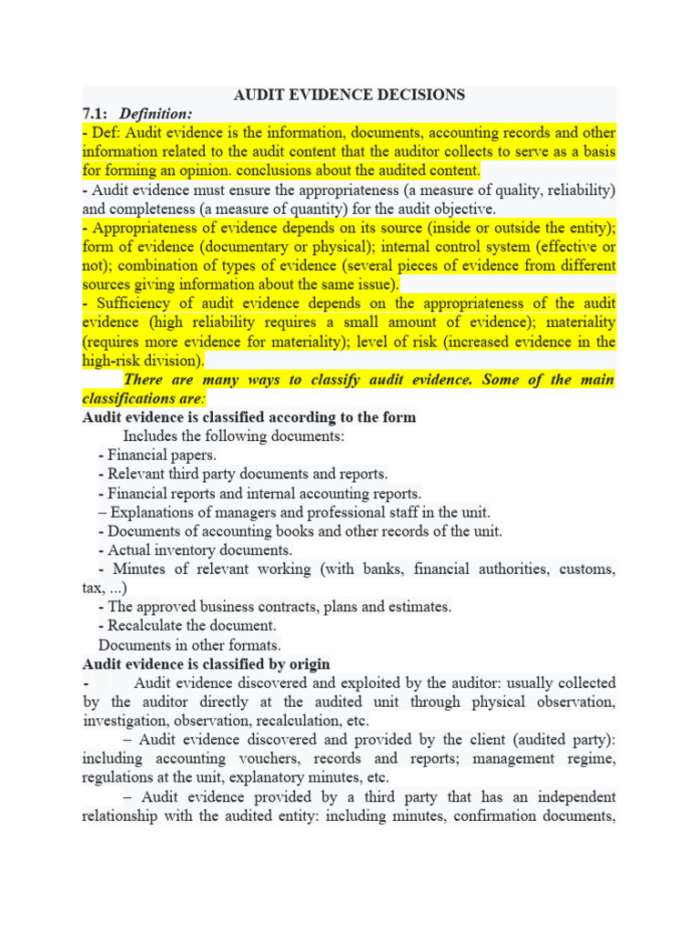 Audit Evidence | PDF | Audit | Auditor's Report