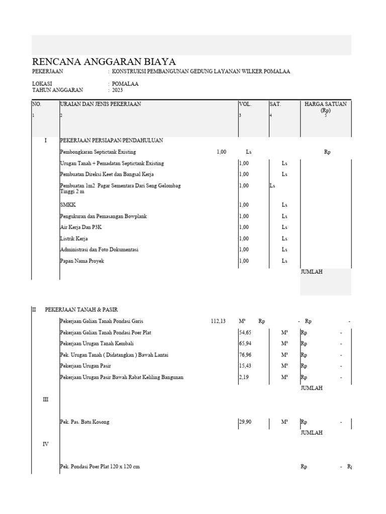BoQ Konstruksi Pomalaa2 | PDF