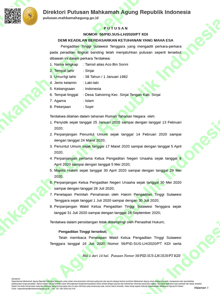 Putusan 56 Pid.b LH 2020 PT Kdi 20231029190645 | PDF