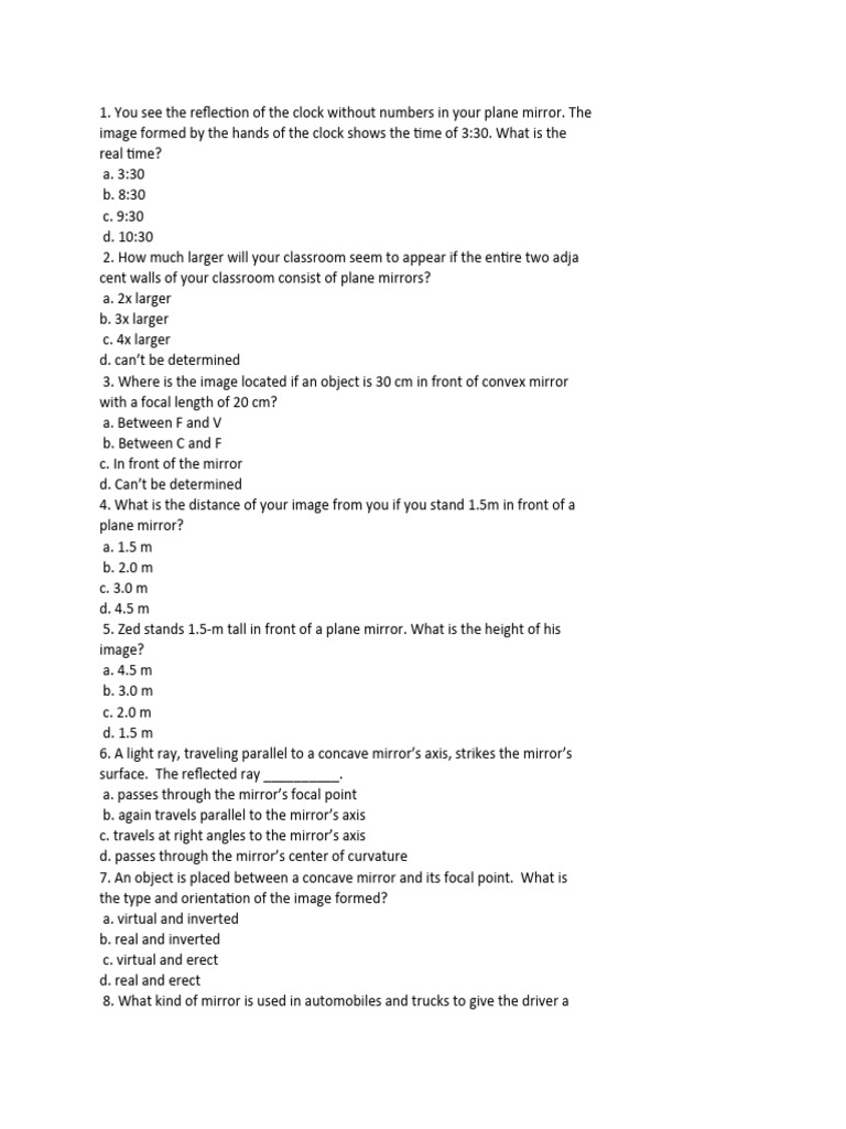 Mirror (Assessment) | PDF | Mirror | Atomic