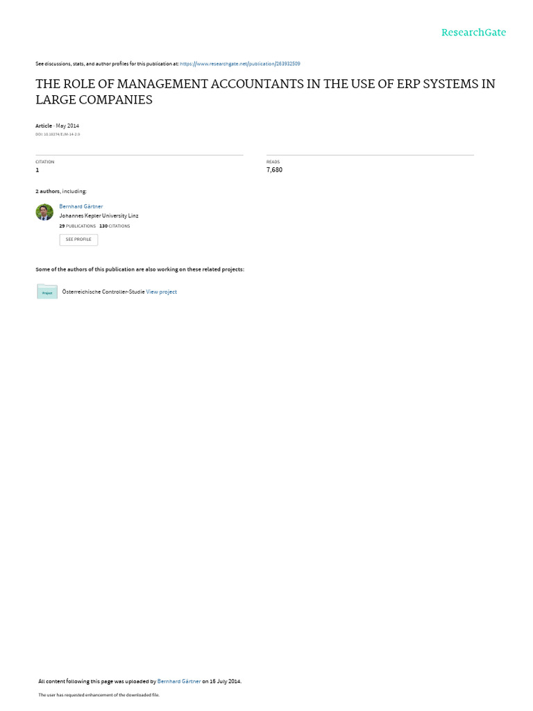 ERP Rolle Grtner Krichbaum | PDF | Enterprise Resource Planning | Management Accounting