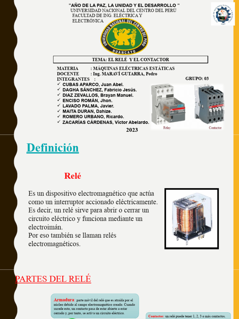 Relé y Contactor (Grupo 03) . | PDF