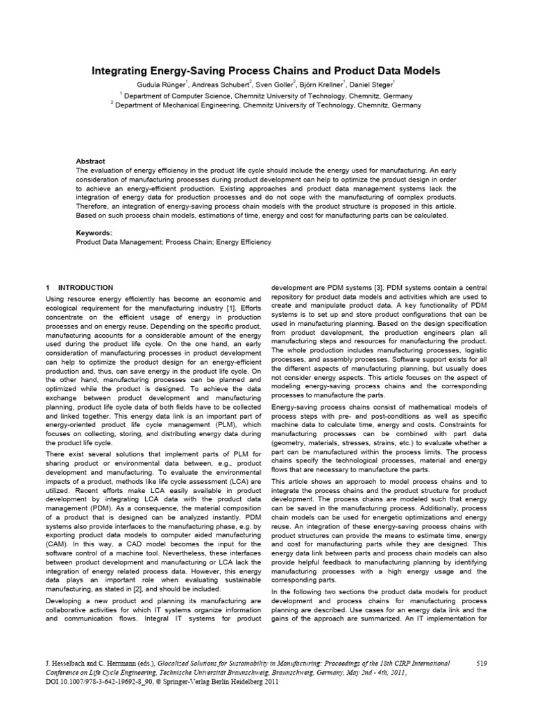 Unit III D Requiremnts of Pocess Chains For Product Models | PDF