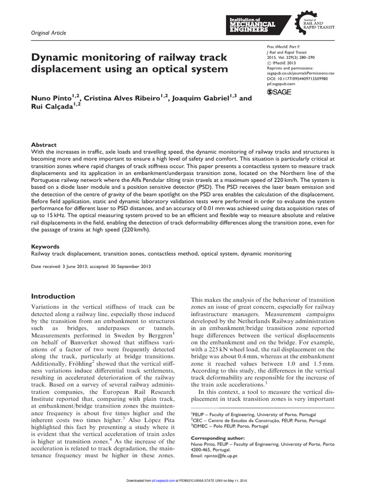 Dynamic Railway Track Displacement Monitoring | PDF | Laser | Rail ...
