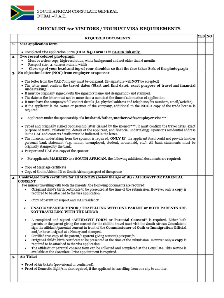 South Africa Checklist Tourism | PDF