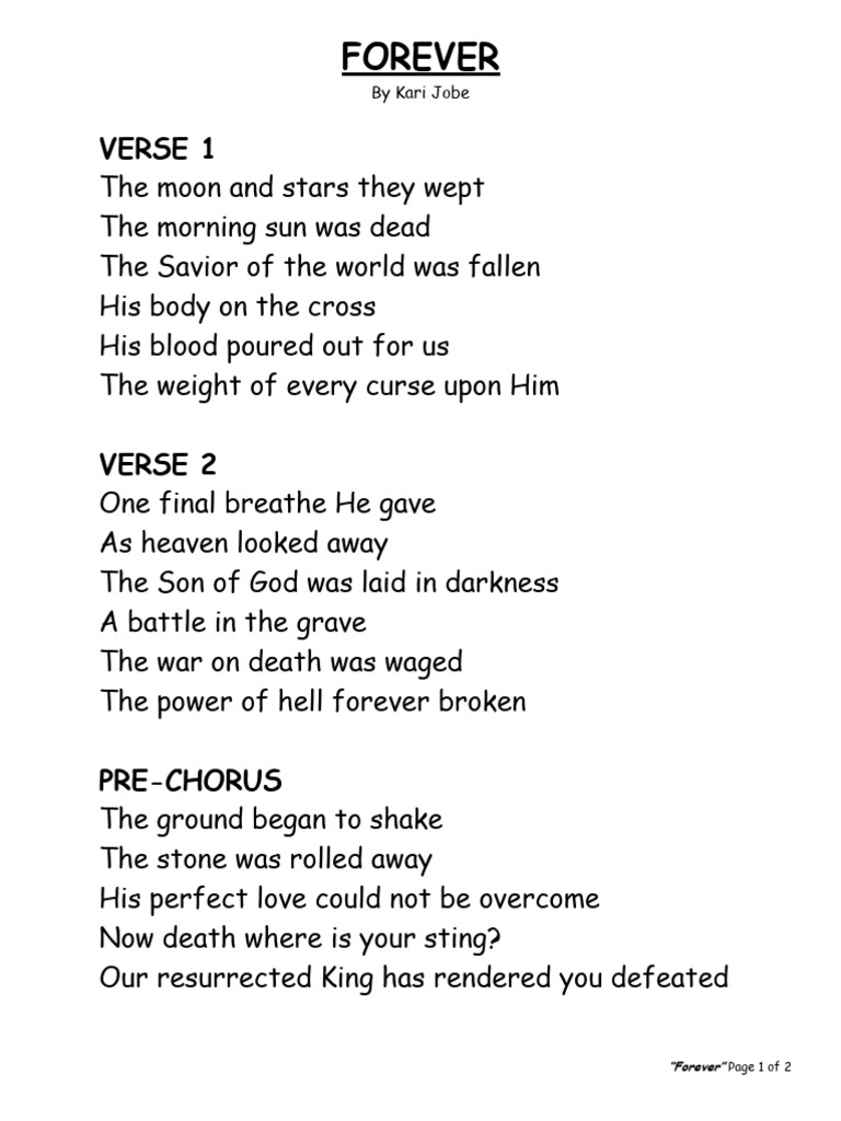 Forever: Lyrics by Kari Jobe | PDF