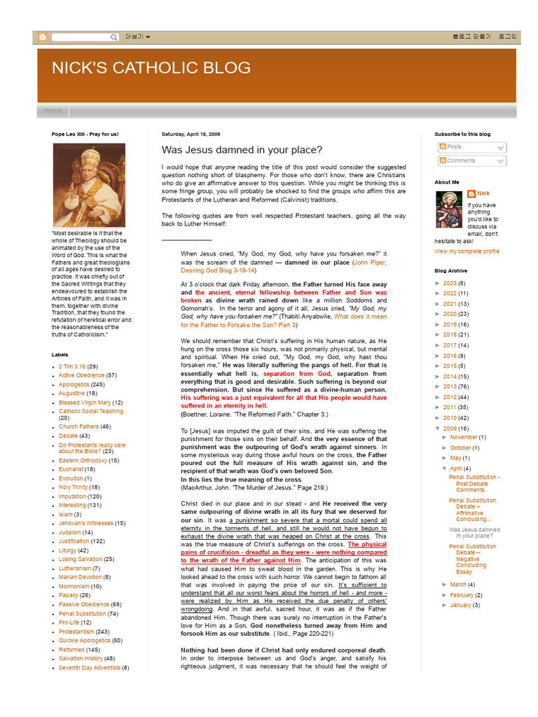 Was Jesus Damned in Your Place - Reformer Florilegium (PSA) - Nick's ...