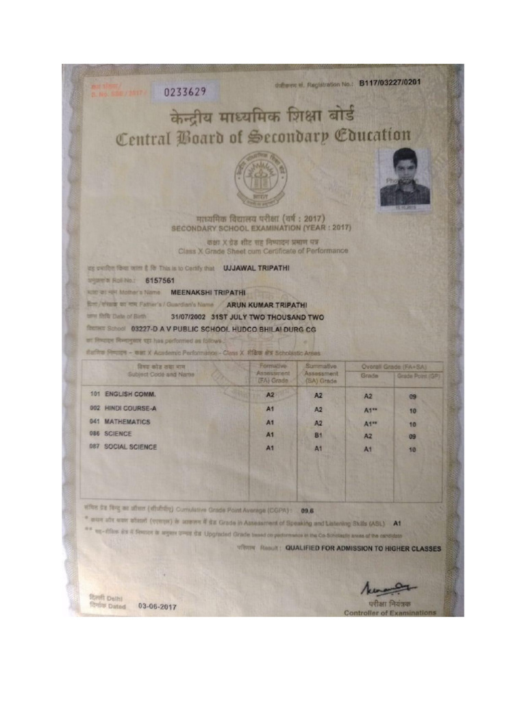 10th Certificate | PDF