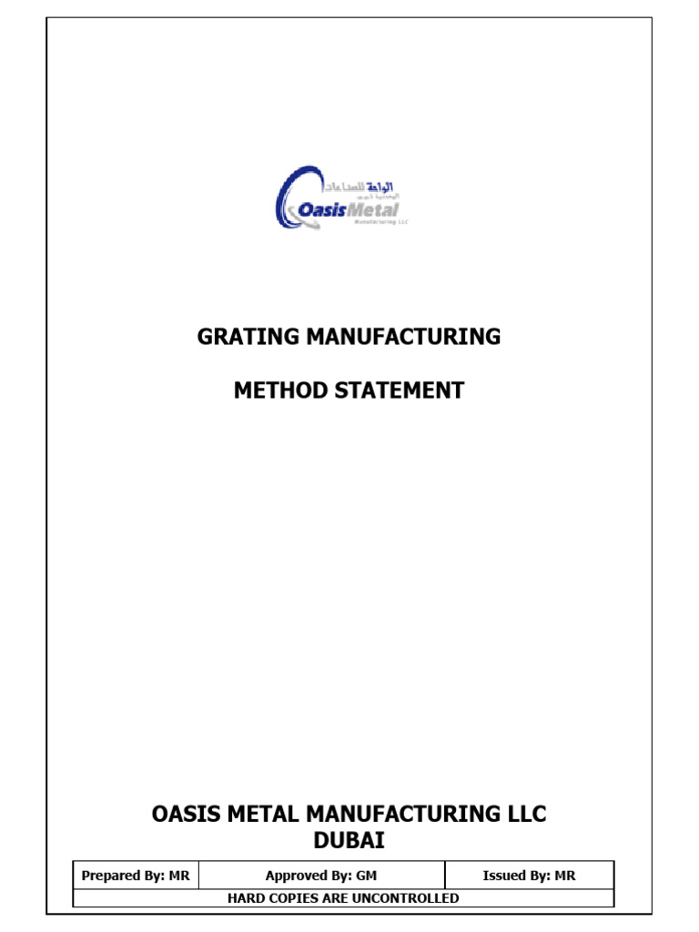 Oasis Grating Method Statement | PDF