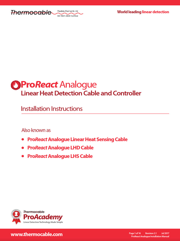 ProReact Analogue Installation Manual A1162 | PDF | Security Alarm | Electrical Wiring