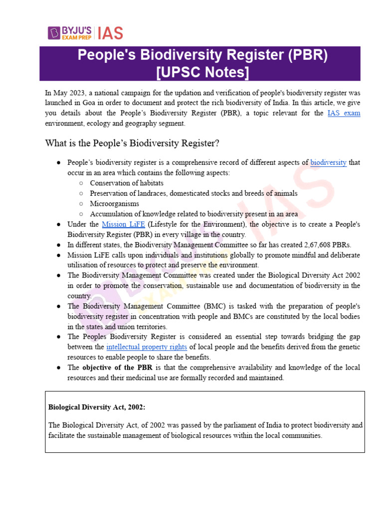 Unit4sem1 Peoples-Biodiversity-Register-PBR-2023 | PDF | Biodiversity ...