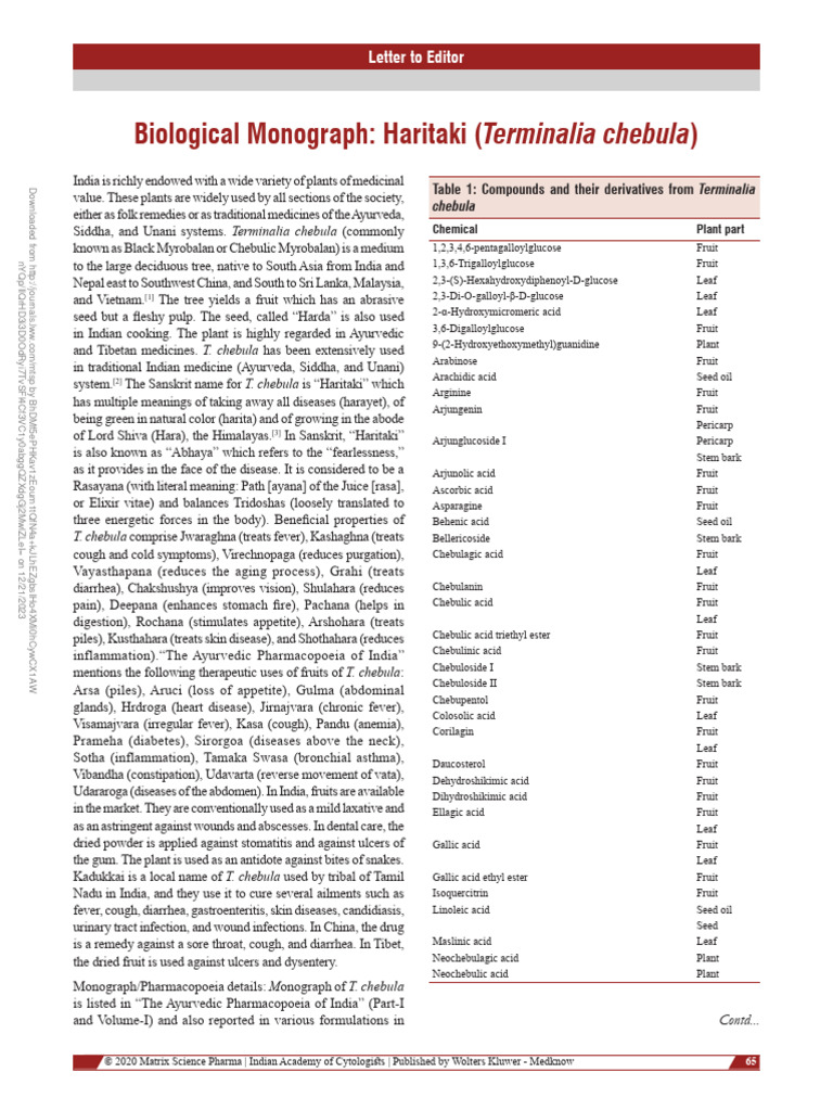 Biological Monograph Haritaki Terminalia.7 | PDF