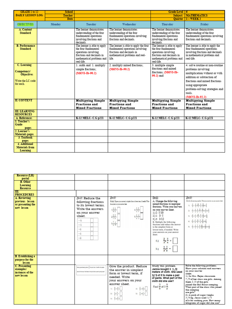 WEEK2 DLL MATH | PDF